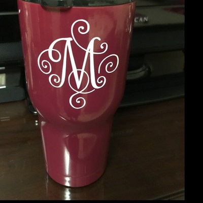 Initial Decal Monogrammed Decal Initial Sticker Elegant Initial Tumbler ...