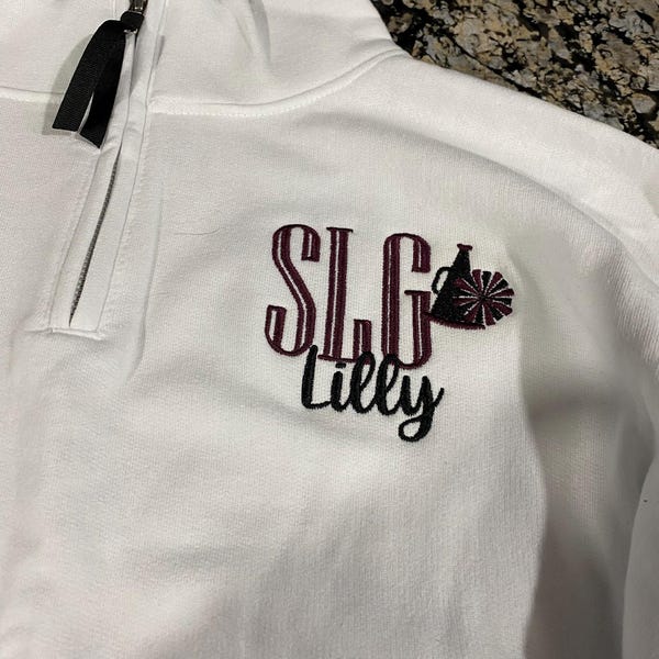 Embroidered Cheer 1/4 Quarter Zip Pullover Sweatshirt, Personalized ...
