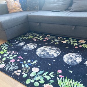 Moonlit Garden Area Rug Moon Carpet Lunar Eclipse Starry Night Vines ...