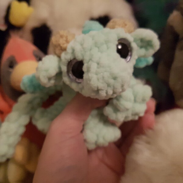 One Crochet Small Baby Dragon Plushie, Handmade Stuffie, Personalised Colours, Amigurumi Toy ...