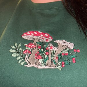 Olive Moth Mushroom Embroidered Crewneck Unisex Embroidered - Etsy
