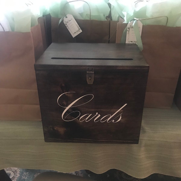 Locking Wood Card Box for Wedding, Graduation, Party, Shower, Reception ...
