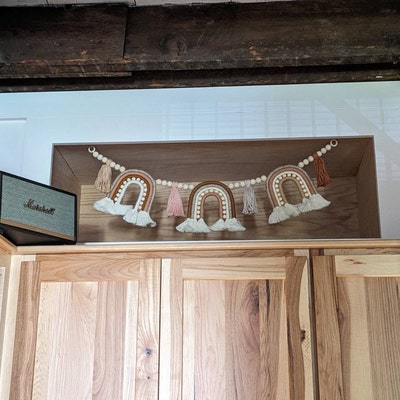 Vintage Blue Mini Rainbow Individual Macrame Rainbow Wood Bead Boho ...