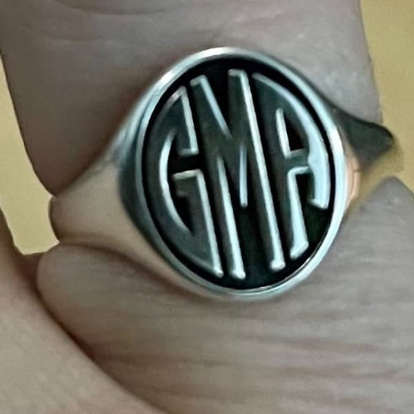 Block Monogram Ring - Ring-personalized Signet Ring-personalized ...