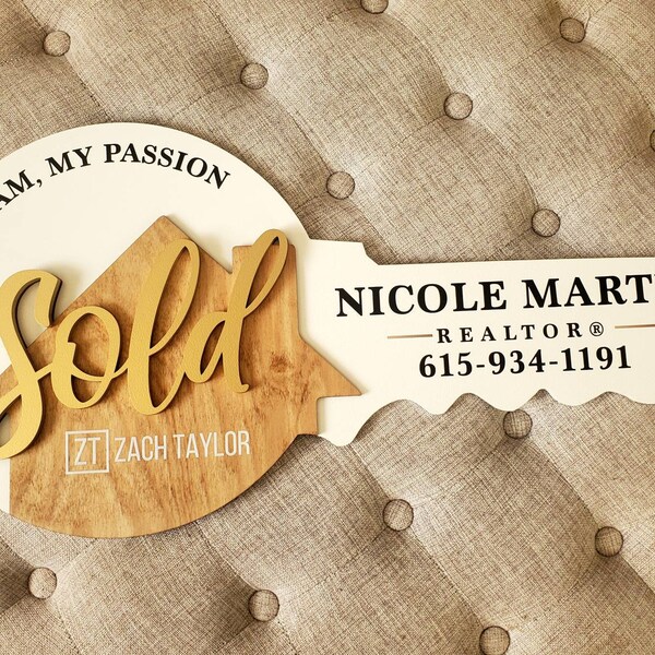 Sold by Key Sign, Realtor Closing Custom, Sold Real Estate Agent Key ...