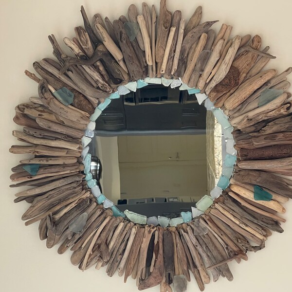 Round Mirror With Sea Shells, Mirror, Mirror With Assorted Sea Shells ...
