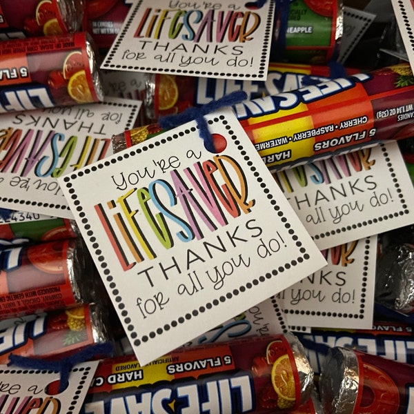 Lifesaver Thank You Gift Tags | Printable - Instant Digital File ...