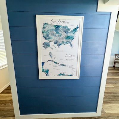 Family Adventure Travel Push Pin Map, Colorful Personalization World ...