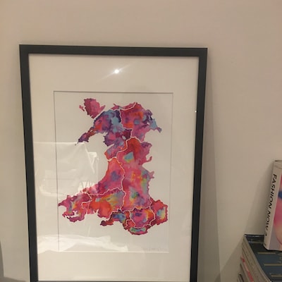 LARGE Map of Wales Pink Tones Print by Niki Pilkington - Etsy UK