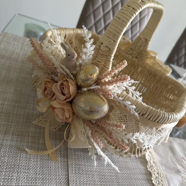 Easter Basket Personalized, Bunny Easter Basket, Wicker Easter Basket, Easter Egg Basket ...