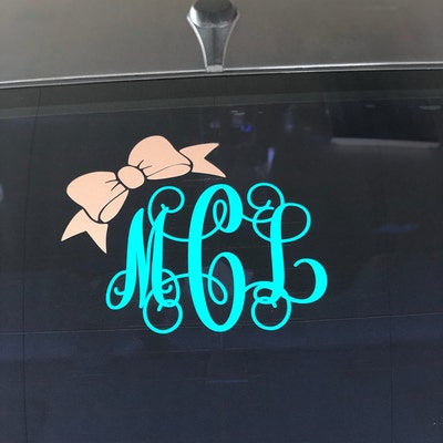 Fancy Monogram Decal Glitter Bow Decal Monogram Decal Yeti Cup Decal ...