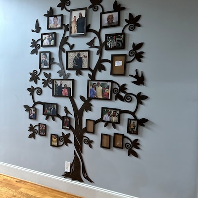 Custom Wooden Family Tree With Frames, Family Tree Wall Art, Wood ...