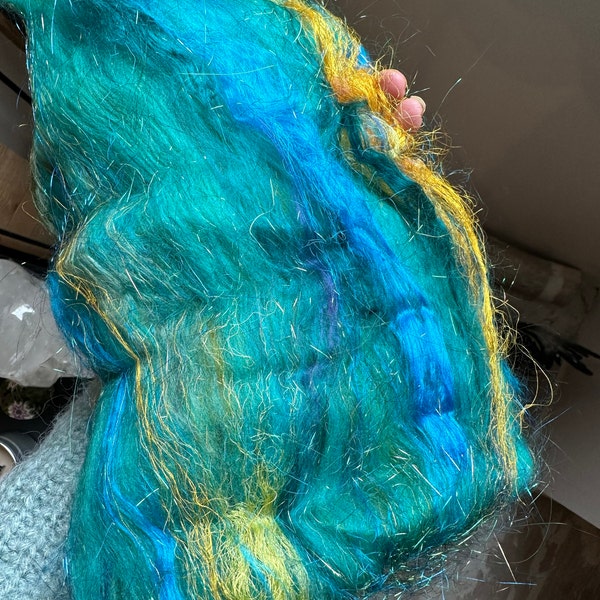 NEW YEAR'S EVE, Fiber Art Batt for Spinning, Sari Silk, Angelina ...