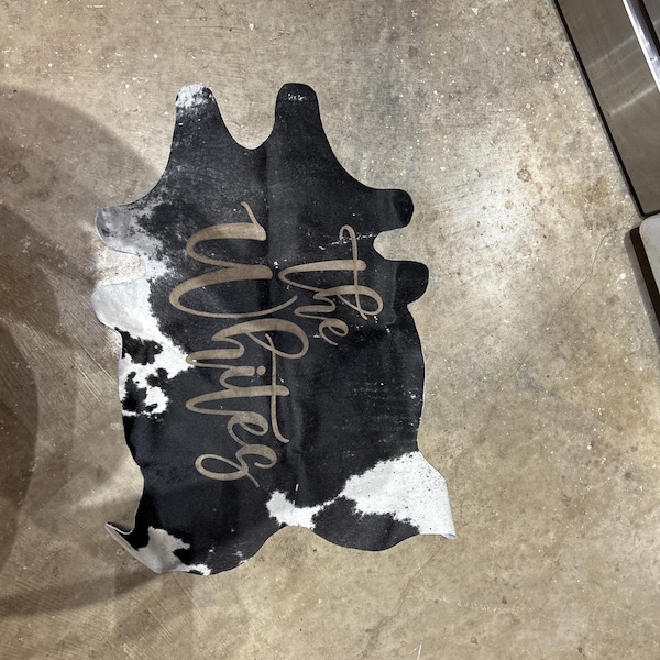 Engraved Cowhide: Personalized Family Name Sign, Nursery Decor, Wedding ...