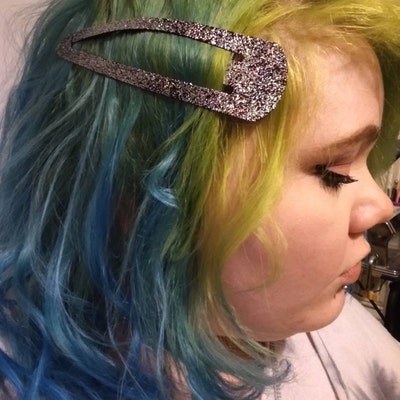 Rainbow Holographic Glitter Oversized Big Snap Hair Clips Kawaii Giant ...