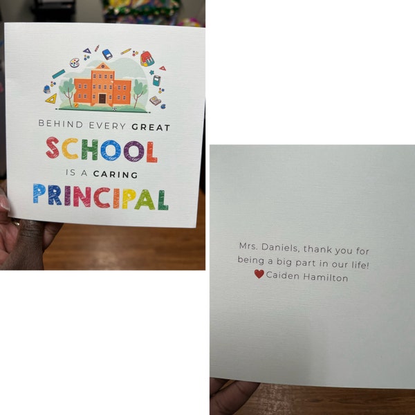 Principal Thank You Card, Thank You Card for Principal, Principal ...