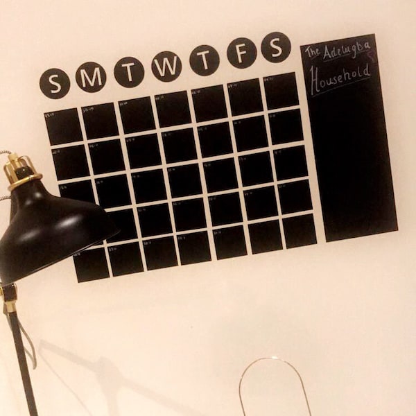 Chalkboard Calendar Decals Chalk Board Wall Calendar Vinyl Wall Decal ...