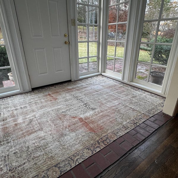 2x4 Vintage Rug, Antique Rug, Faded Rug, Vintage Door Mat, Oushak Rug ...