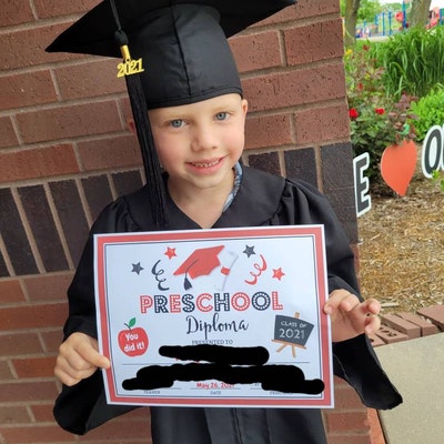 INSTANT DOWNLOAD Printable Preschool Graduation Red Black Diploma ...