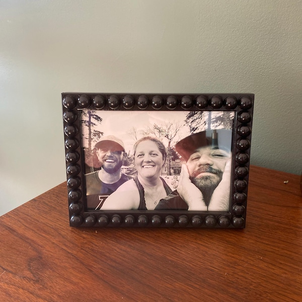 Glossy Beaded Bobbin Picture Frame | Lacquered Bobbin Frame | Bubble ...