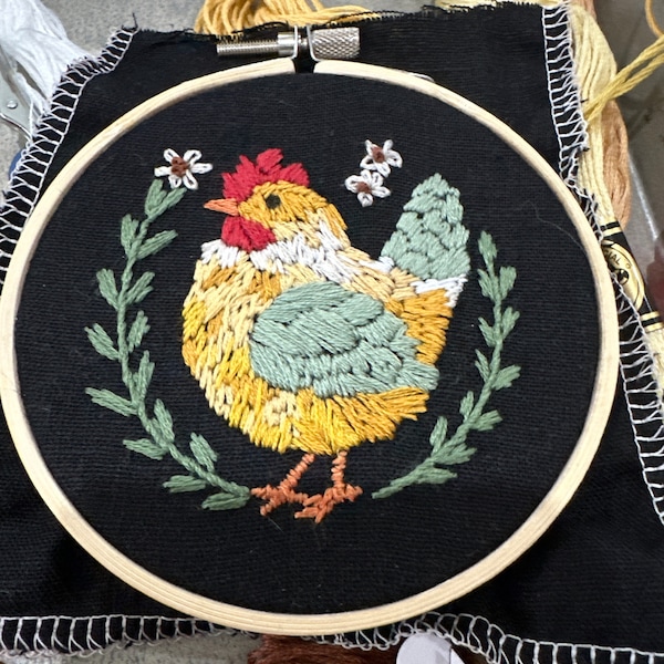 Floral Chicken Embroidery Pattern, PDF Pattern, Hen & Hare, Beginner ...