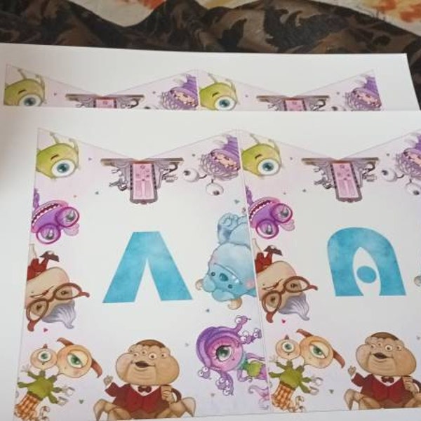 Printable Banner Letters A to Z Monsters University First Birthday Our ...