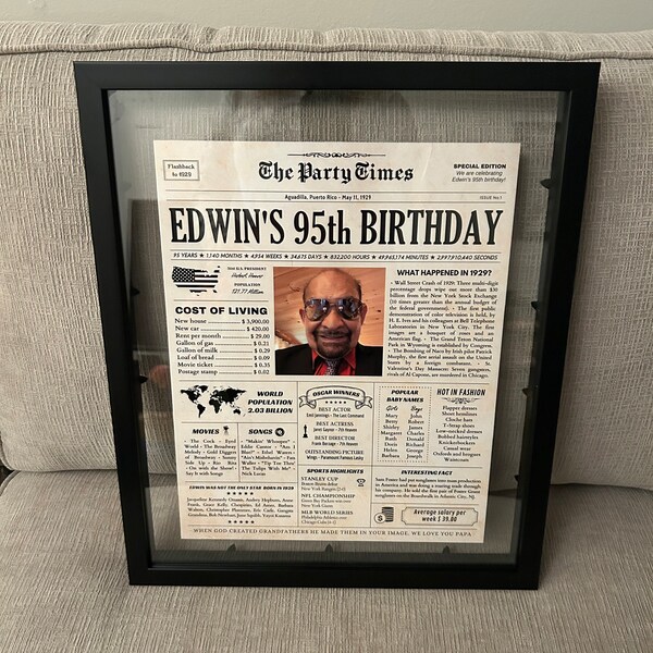 85th Birthday Gift for Women or Men, 1939 Newspaper Birthday Poster, 85 ...