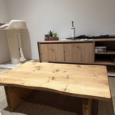 Waney / Live Edge Coffee Table Rustic Tudor Oak Solid Wood Chunky Low ...