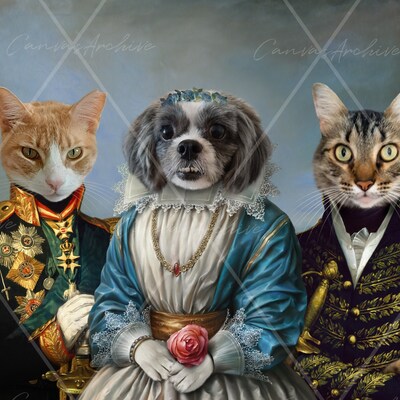 Multiple Pets Portrait,animal Portrait,custom Multi Pet Portrait,two 2 ...