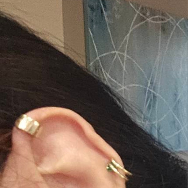 14k Yellow Gold Hoop Earrings 12-50x2.0mm, Piercing to Lobe, Upper-lobe ...