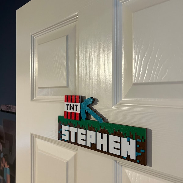 Mining Door Name Sign Video Game Sign Last Name Sign Kids Room Sign ...