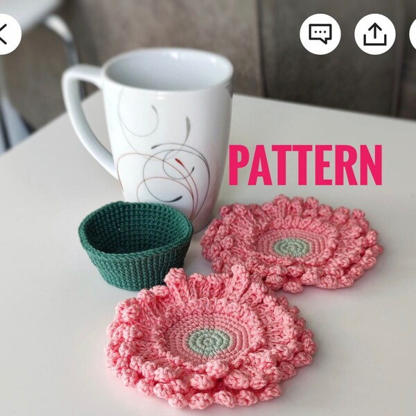 Crochet Lily of the Valley Coaster Pattern, Flower Basket Pattern, Do ...