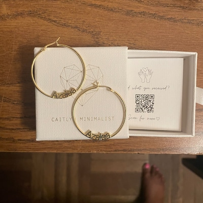 Custom Name Hoops Large Hoop Earrings in Sterling Silver, Gold and Rose ...