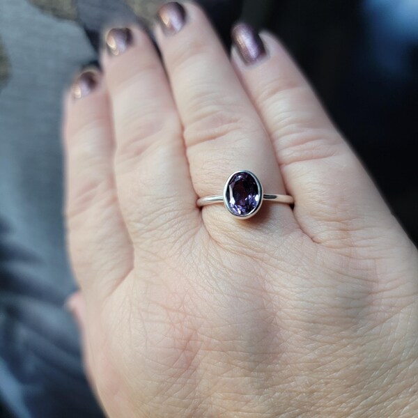Dainty Alexandrite Ring, Color Change Alexandrite, 925 Solid Silver or ...