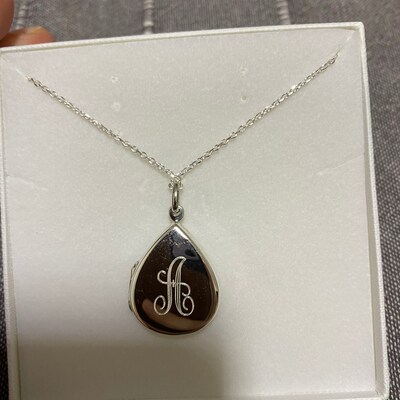 Engraved Water Drop Photo Locket,sterling Silver Locket With Photos ...