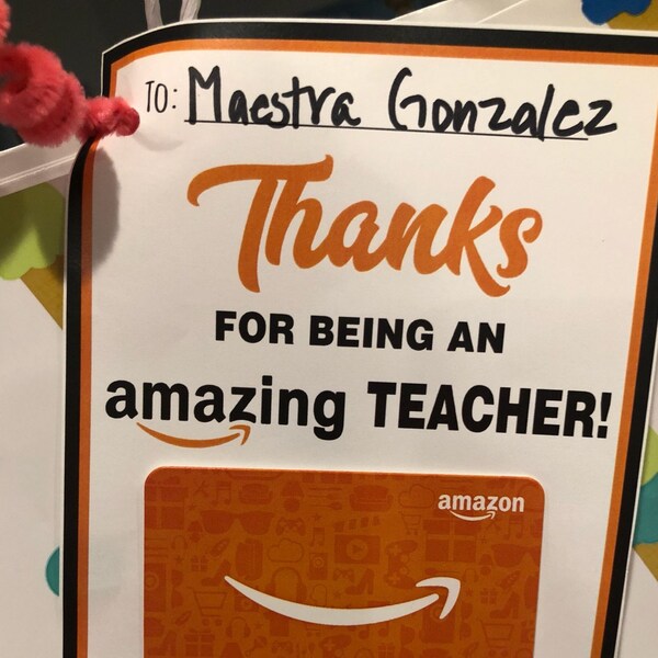 Amazon Gift Card Holder for Teacher PRINTABLE Teacher Appreciation Gift ...
