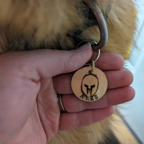 Custom Spartan Dog Tag for Dogs, Engraved Pet ID Tag, Leonidas Warrior ...