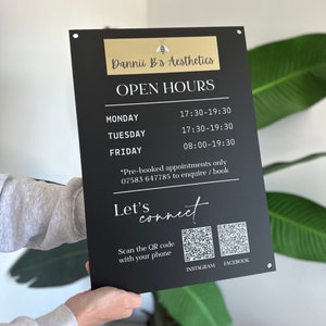 Custom Printed Acrylic Business Hours Sign, Personalised Shop Opening ...