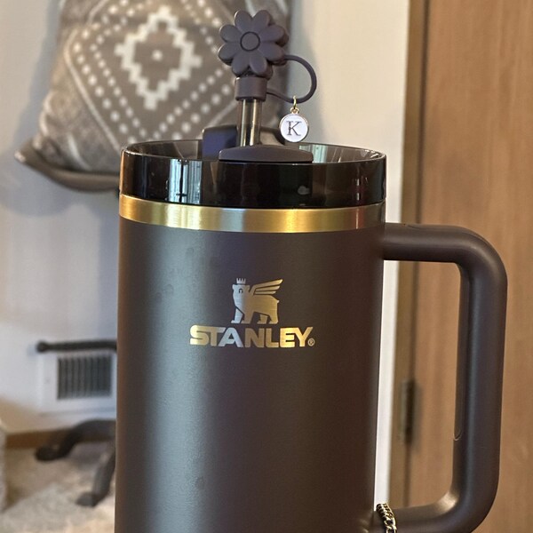 Black Flower Straw Topper, Custom Straw Cover, Drink Cover, Straw ...