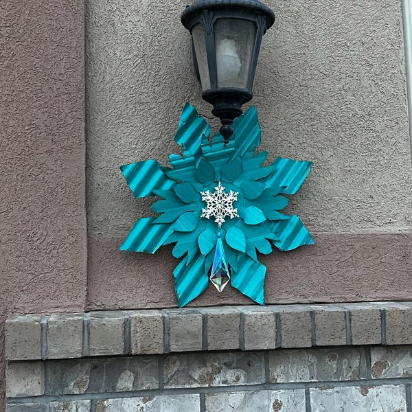 Handmade Tin Snowflake / Corrugated Tin Snowflake / Corrugated Tin ...