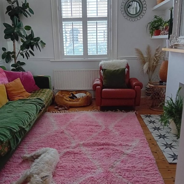 Moroccan Pink Rug, Pink Shag Rug, Moroccan Berber Rugs, Beni Ourain ...