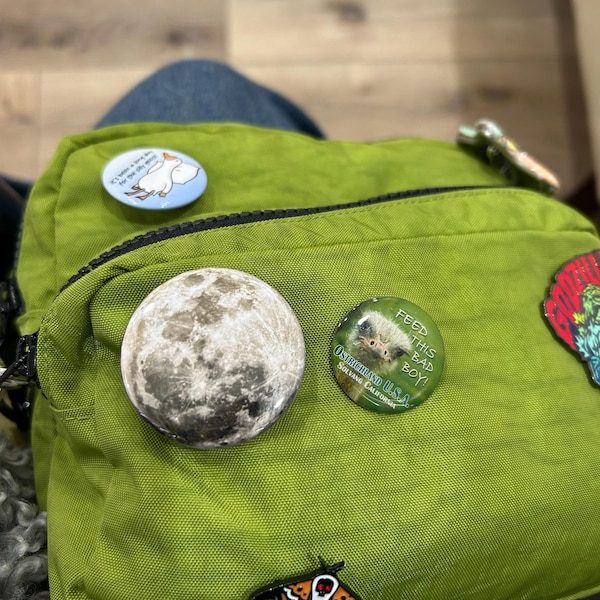 Moon Pin | Outer Space Button | 1 Inch Magnetic Necklace Charm | Star ...