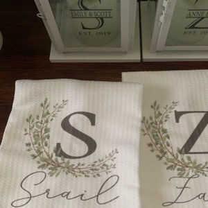 Wedding Gift, Wedding Monogram, Monogram Tea Towel, Personalized Tea ...