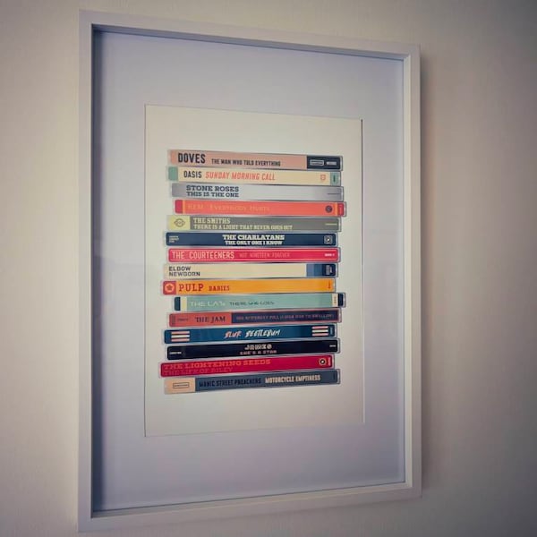 Personalised CD Stack Print, Retro Music Poster, Custom Favourite Song ...
