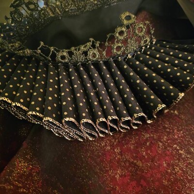 Ivory Satin and Lace Elizabethan Neck Ruff Ruffled Collar Victorian ...