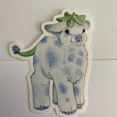 Blueberry Cow Sticker - Etsy