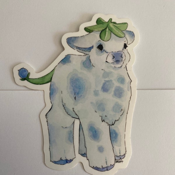 Blueberry Cow Sticker - Etsy