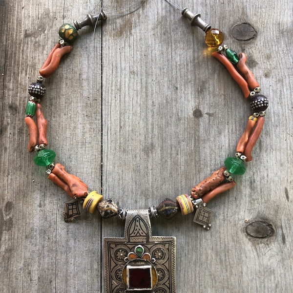 Very Old Silver Berber Fibula (tazerzit) With Enamel From MOROCCO ...