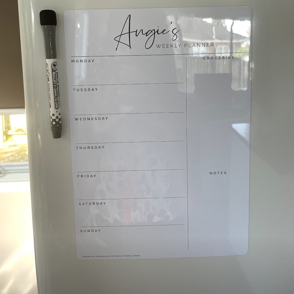 Custom Weekly Fridge Planner - Magnetic Whiteboard Weekly Calendar and ...