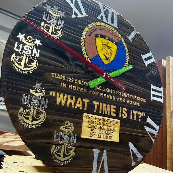 Navy Chief Mess Clock Made From Solid Wood With High Torque Mechanism ...